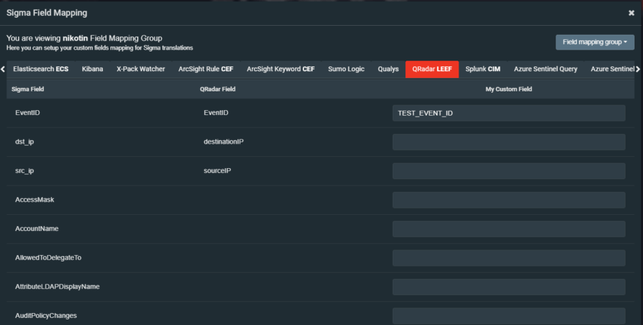 Custom Fields Mapping Soc Prime